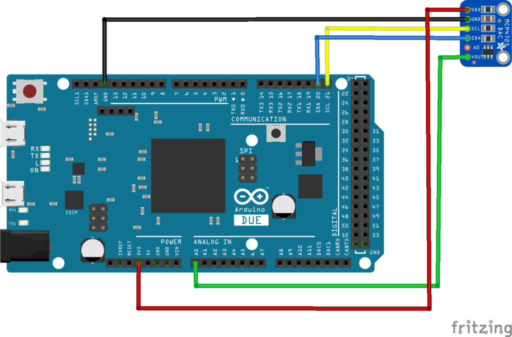Arduino Due and MCP4725 Digital-to-Analog Converter example - ARM Learning