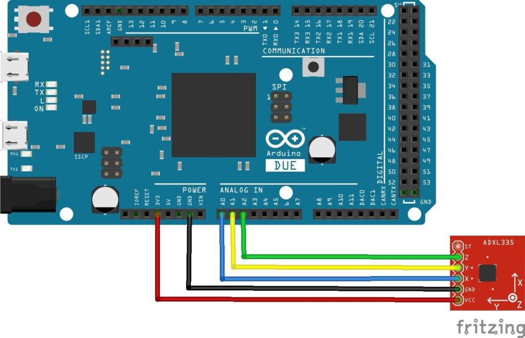 ADXL337 accelerometer and Arduino Due example - ARM Learning